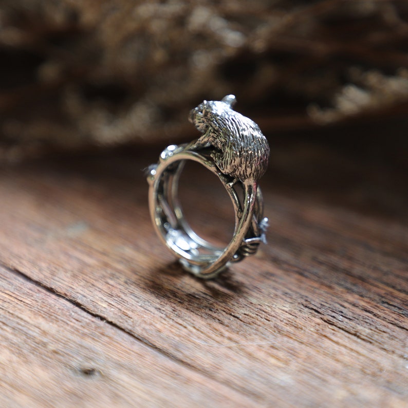 Rat mouse Barbed Wire band ring for unisex made of sterling | Etsy
