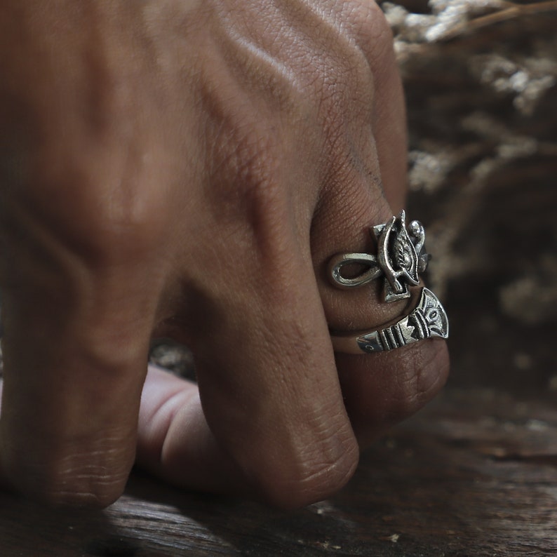 Egyptian Ankh Ring for Men Made of Sterling Silver 925 Biker | Etsy