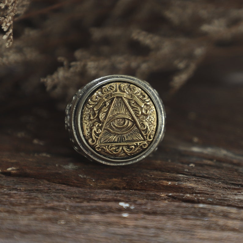 Illuminati Gothic Circle Ring for Men Made of Sterling Silver 925 Biker ...
