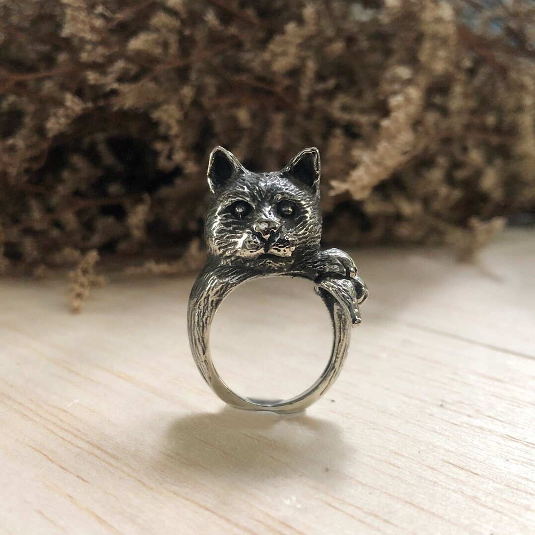 Cat Ring for Unisex Made of Sterling Silver 925 Animal - Etsy