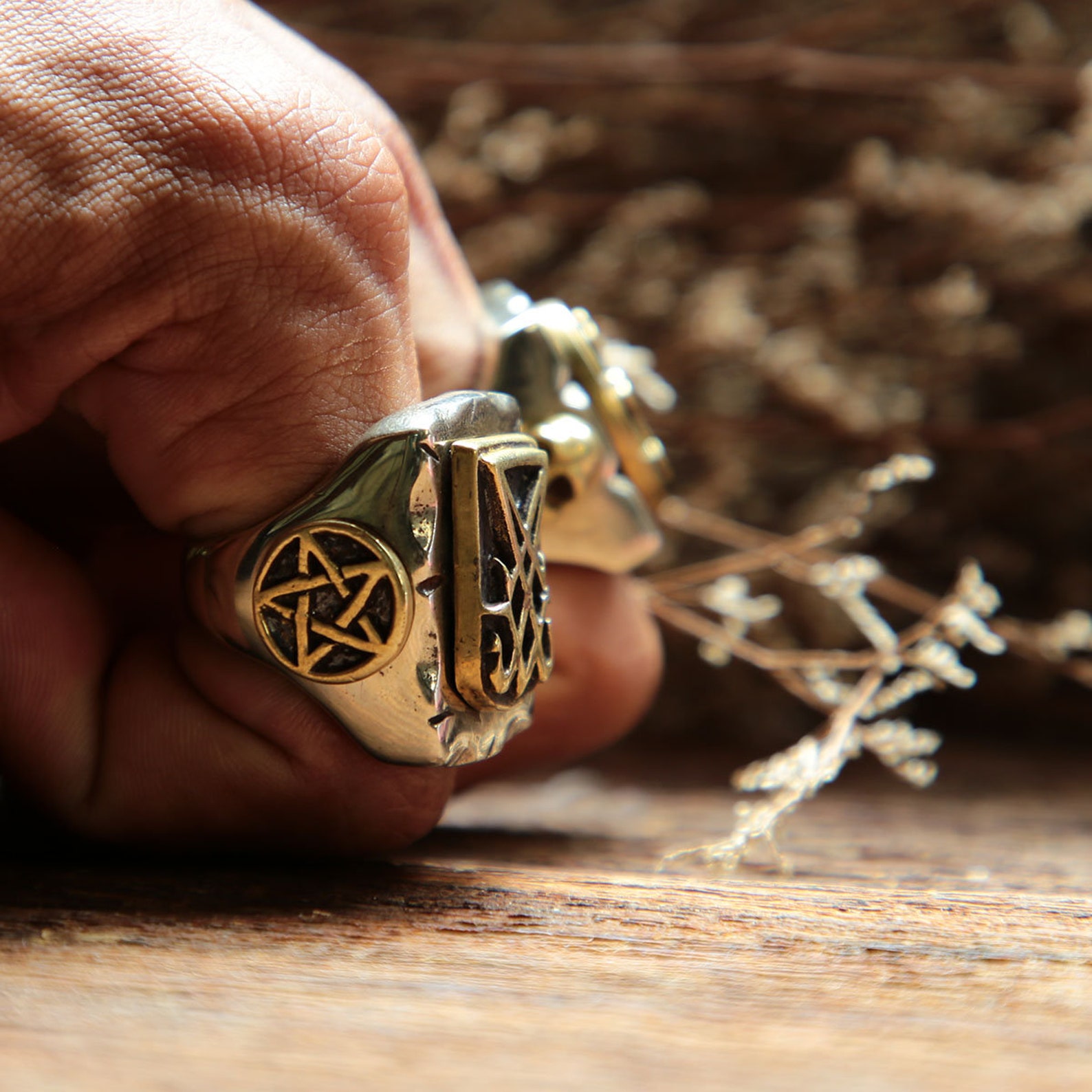 Sigil of Lucifer Pentagram Ring for Men Made of Sterling Silver 925 ...