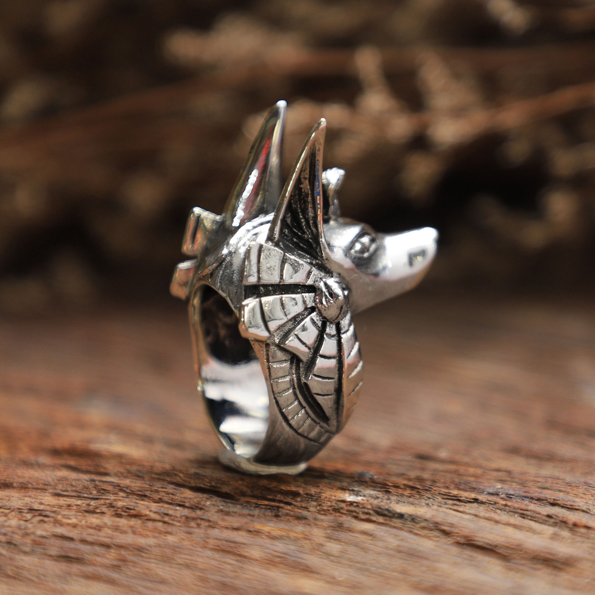 Anubis Egyptian Ring for Men Made of Sterling Silver 925 Biker | Etsy