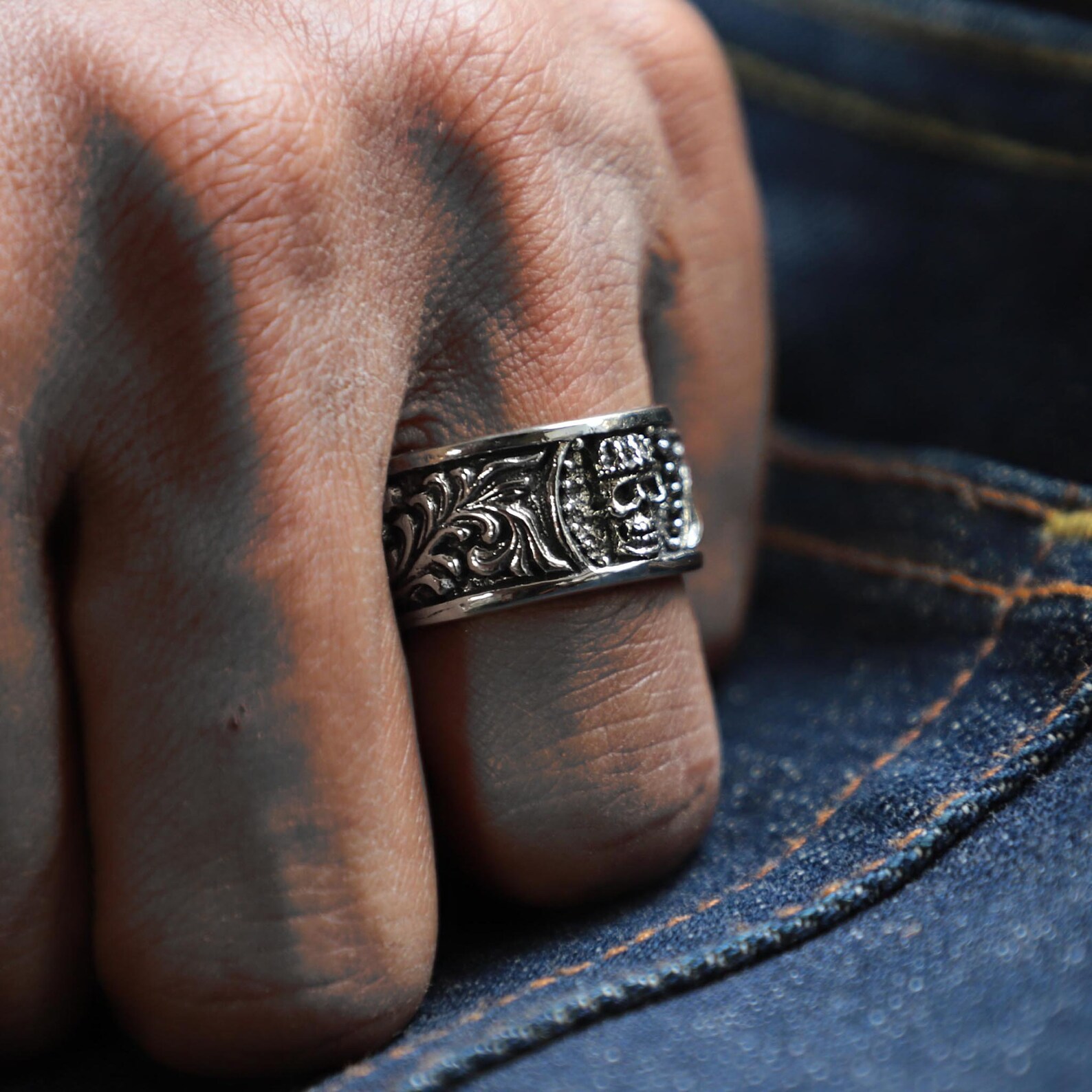 Gothic Skull Thumb Ring for Unisex Made of Sterling Silver 925 Biker ...