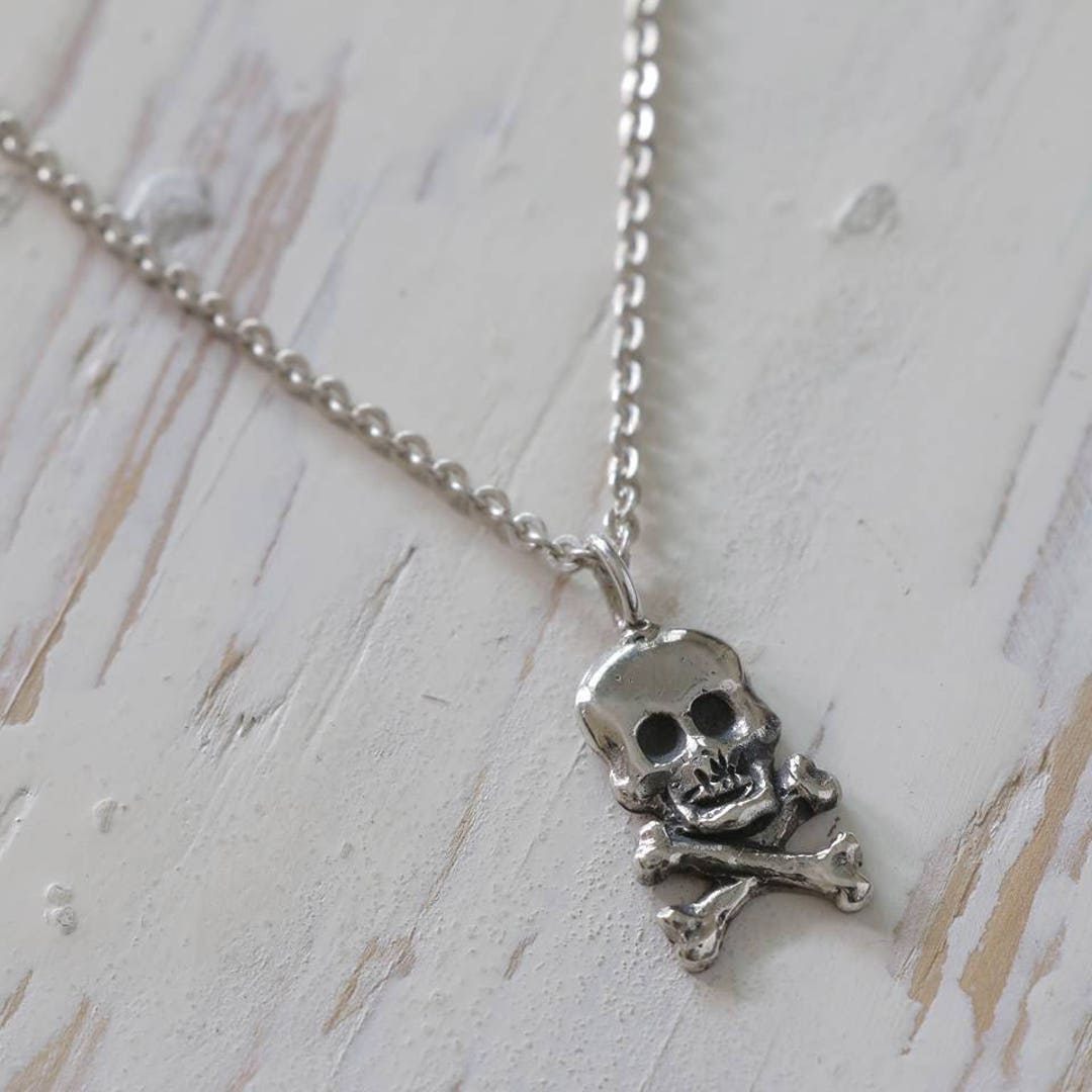 Skull Crossbones Pendant Necklace for Unisex Made of Sterling Silver ...