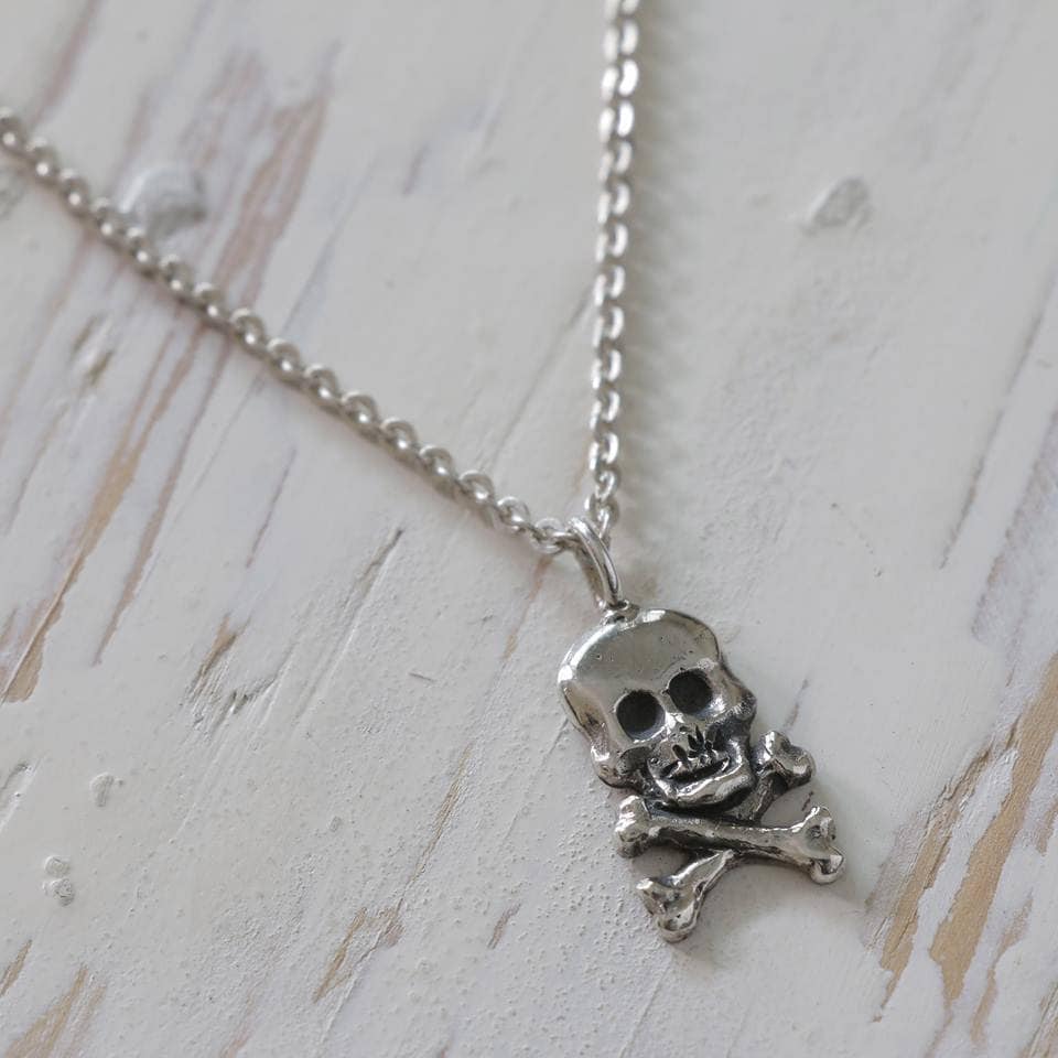 Skull Crossbones Pendant Necklace for Unisex Made of Sterling Silver ...