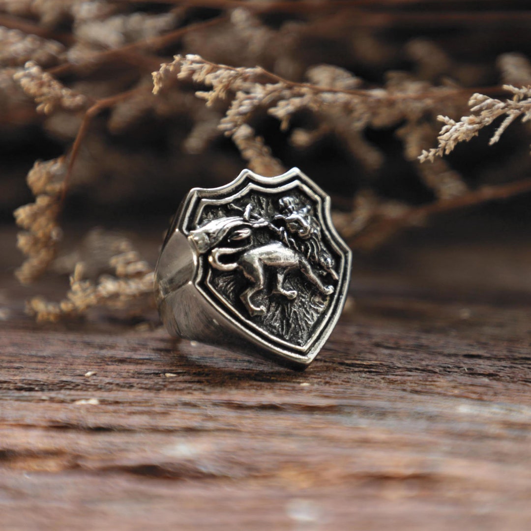 Rasta Lion of Judah Ring for Unisex Made of Sterling Silver 925 Reggae ...