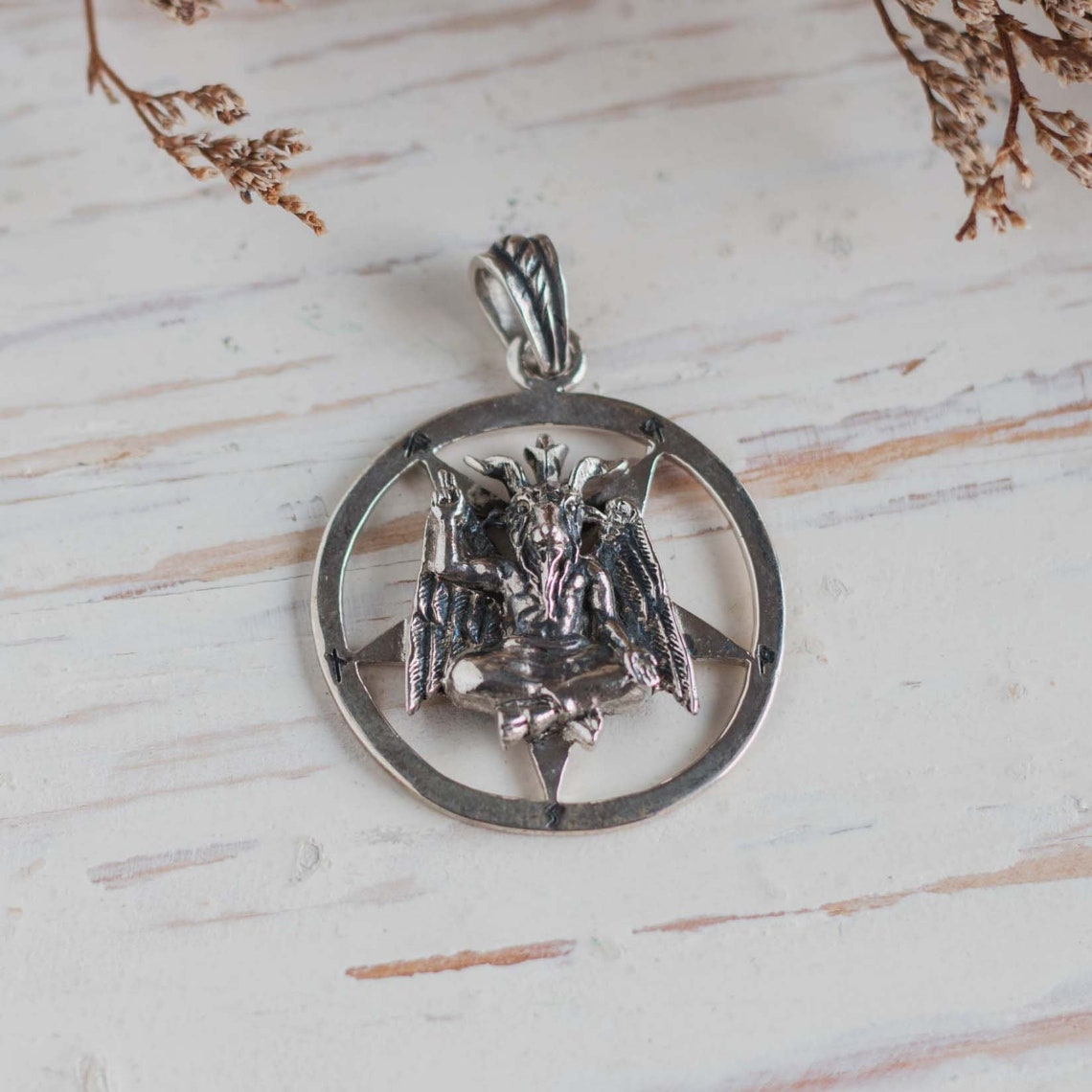 Baphomet pendant necklace for men made of sterling silver 925 | Etsy