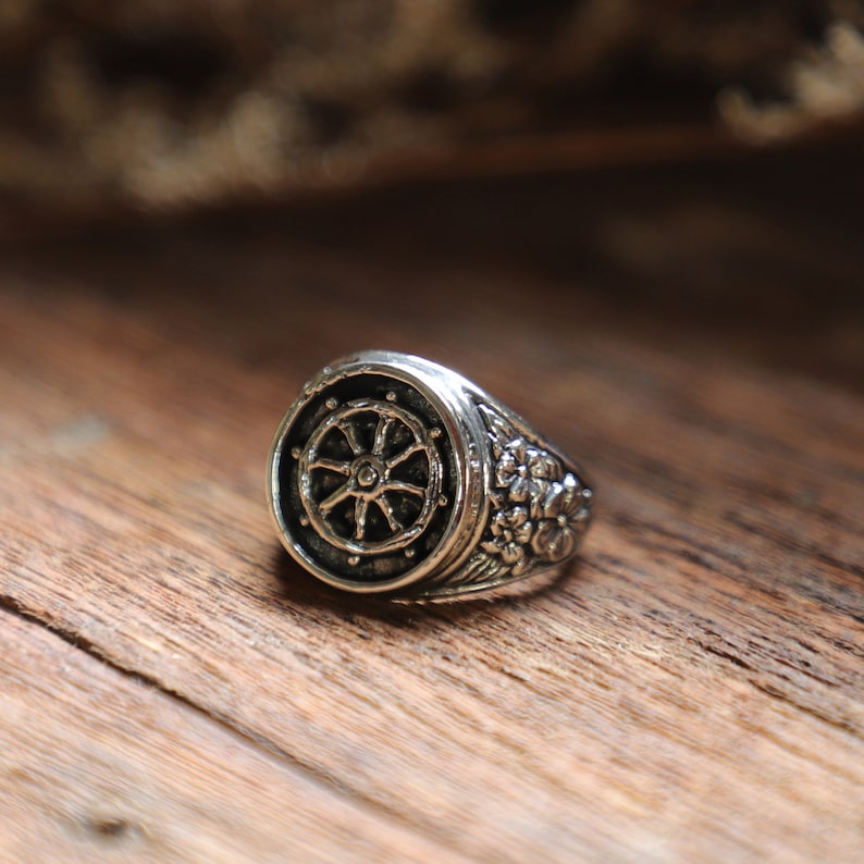 Ship's Wheel Pirate Ring for Men Made of Sterling Silver | Etsy