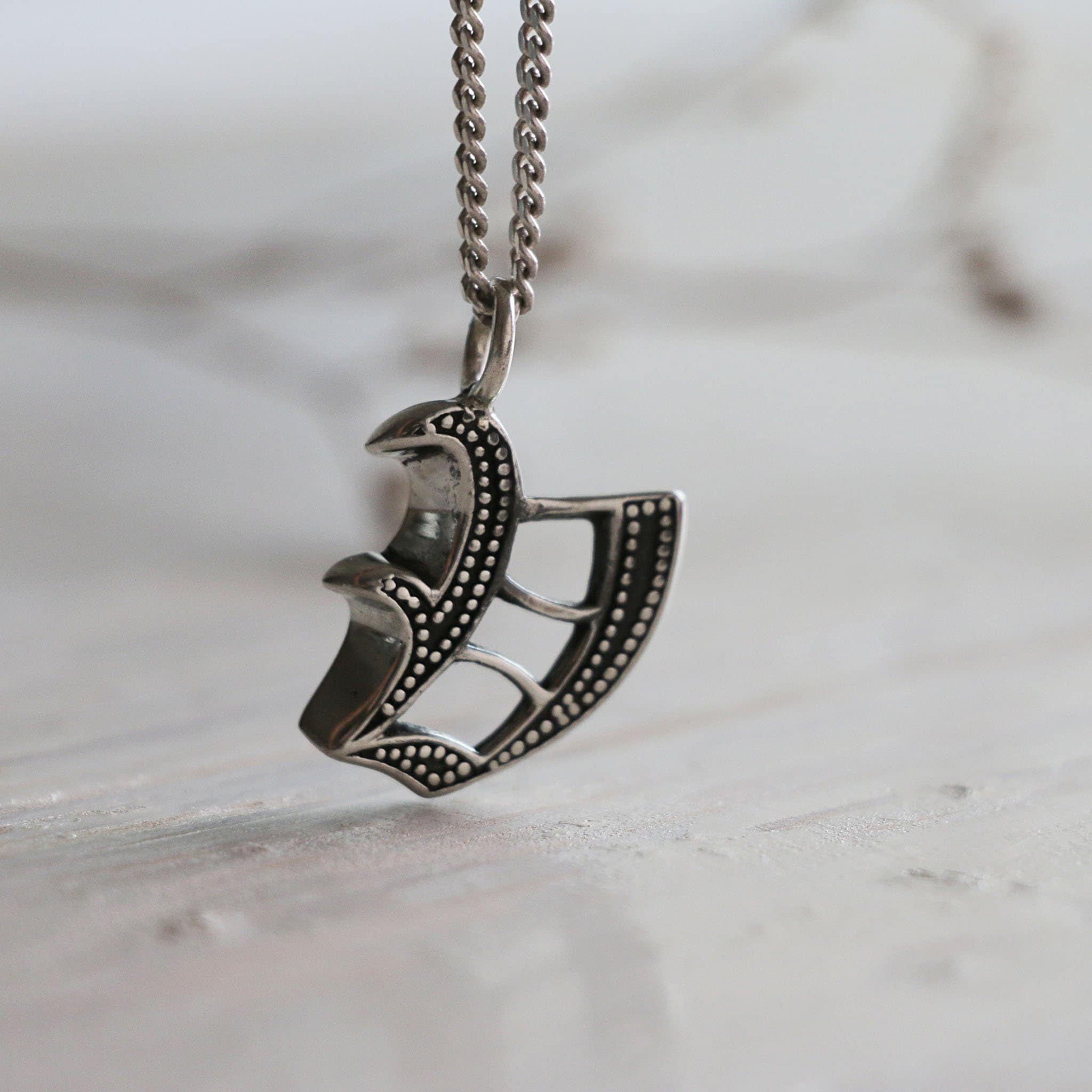 Alphabet V Pendant Necklace for Men Made of Sterling Silver | Etsy