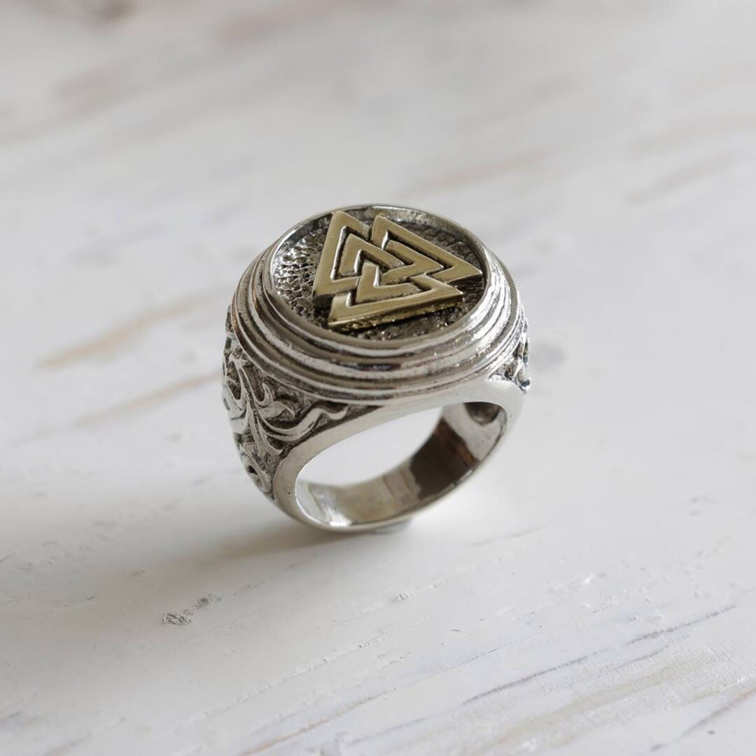 Valknut Viking Ring for Men Made of Sterling Silver 925 Style Odin ...