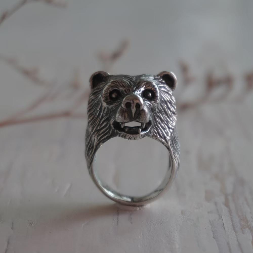 Bear Ring for Men Made of Sterling Silver 925 Animal - Etsy