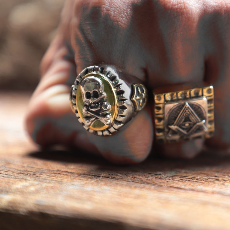 Crossbones Mexican Biker Ring for Men Made of Sterling Silver | Etsy