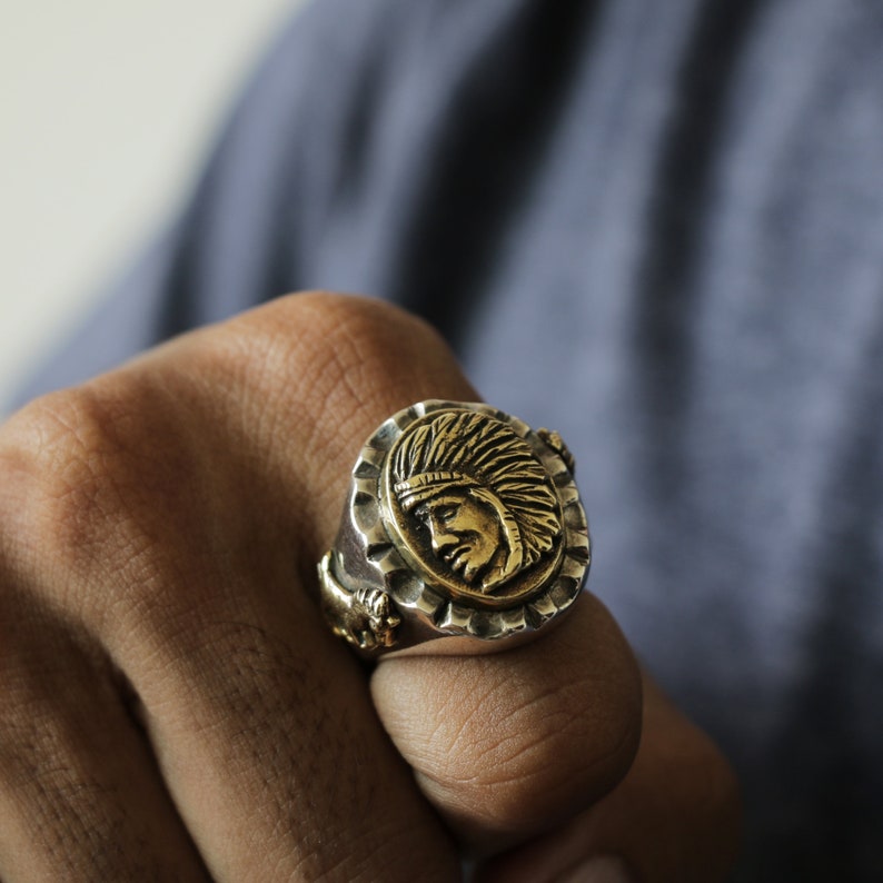 Indians Ring Mexican Ring for Men Made of Sterling Silver 925 - Etsy