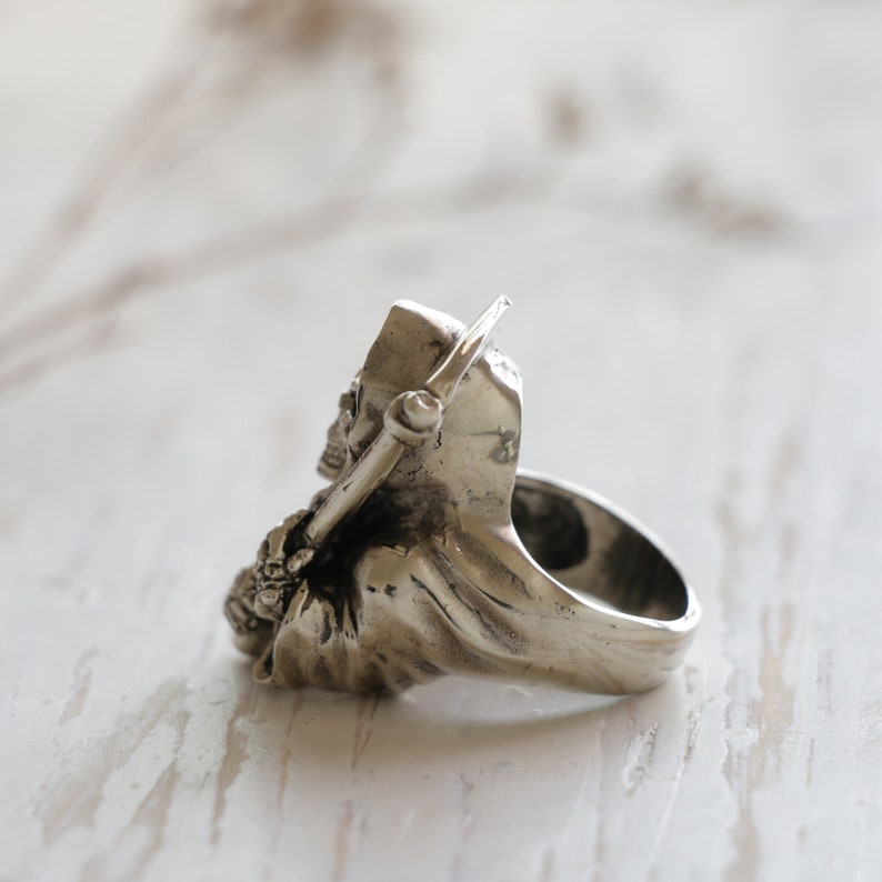 Grim Reaper Skull Ring for Men Made of Sterling Silver 925 - Etsy