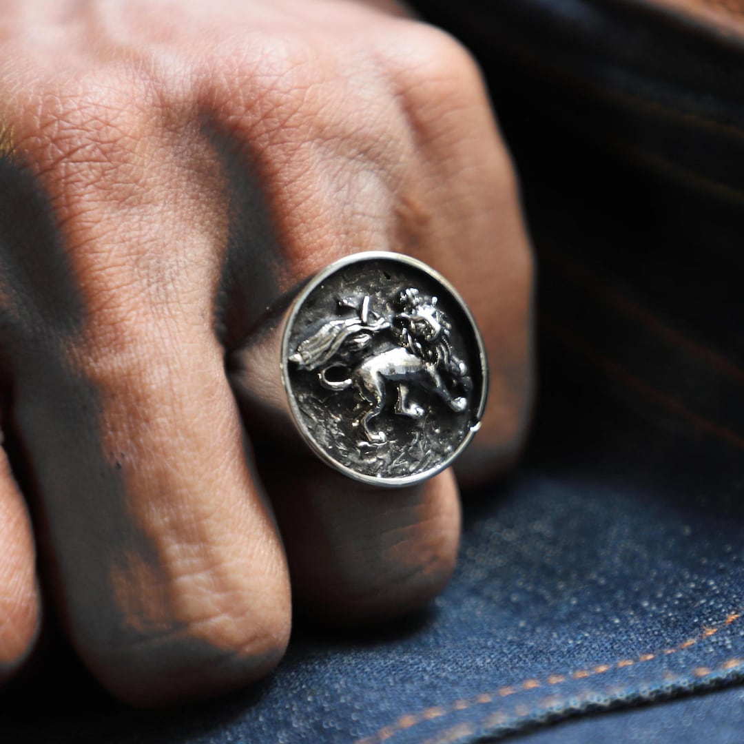 Rasta Lion of Judah Circle Ring for Unisex Made of Sterling Silver 925 ...