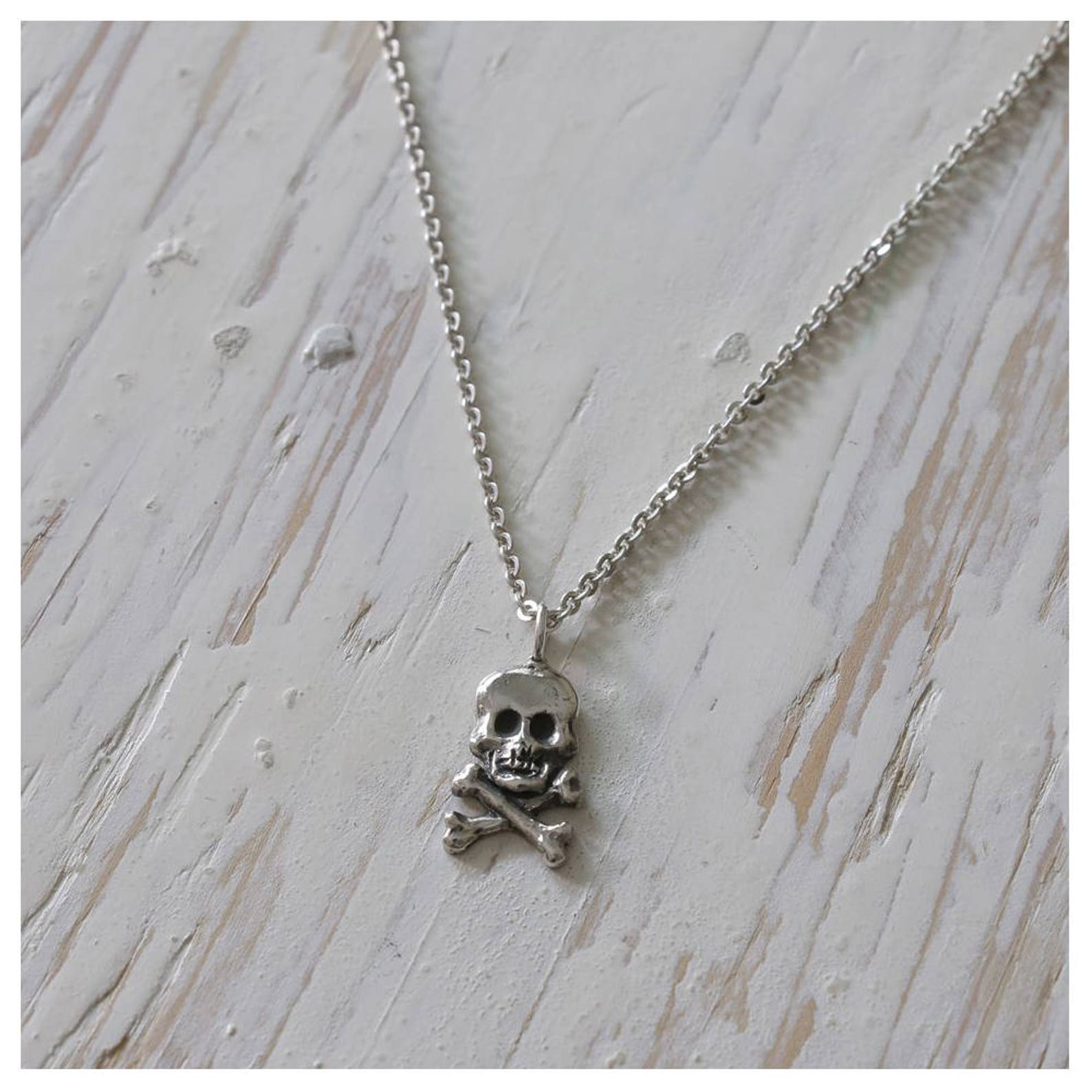 Skull Crossbones Pendant Necklace for Unisex Made of Sterling Silver ...