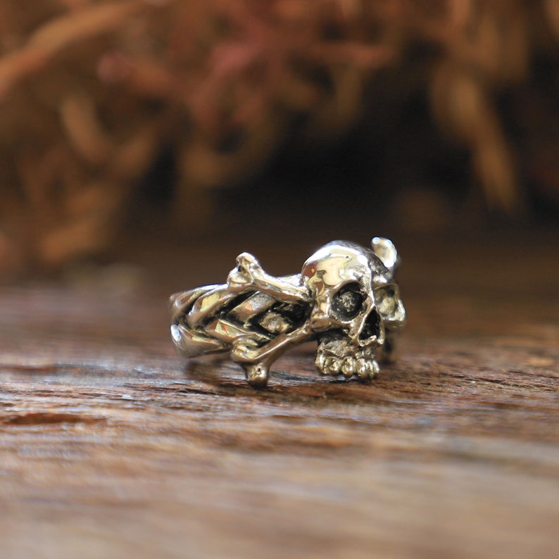 Sterling Silver Skull & Crossbones Ring - Bohemian Style - Etsy
