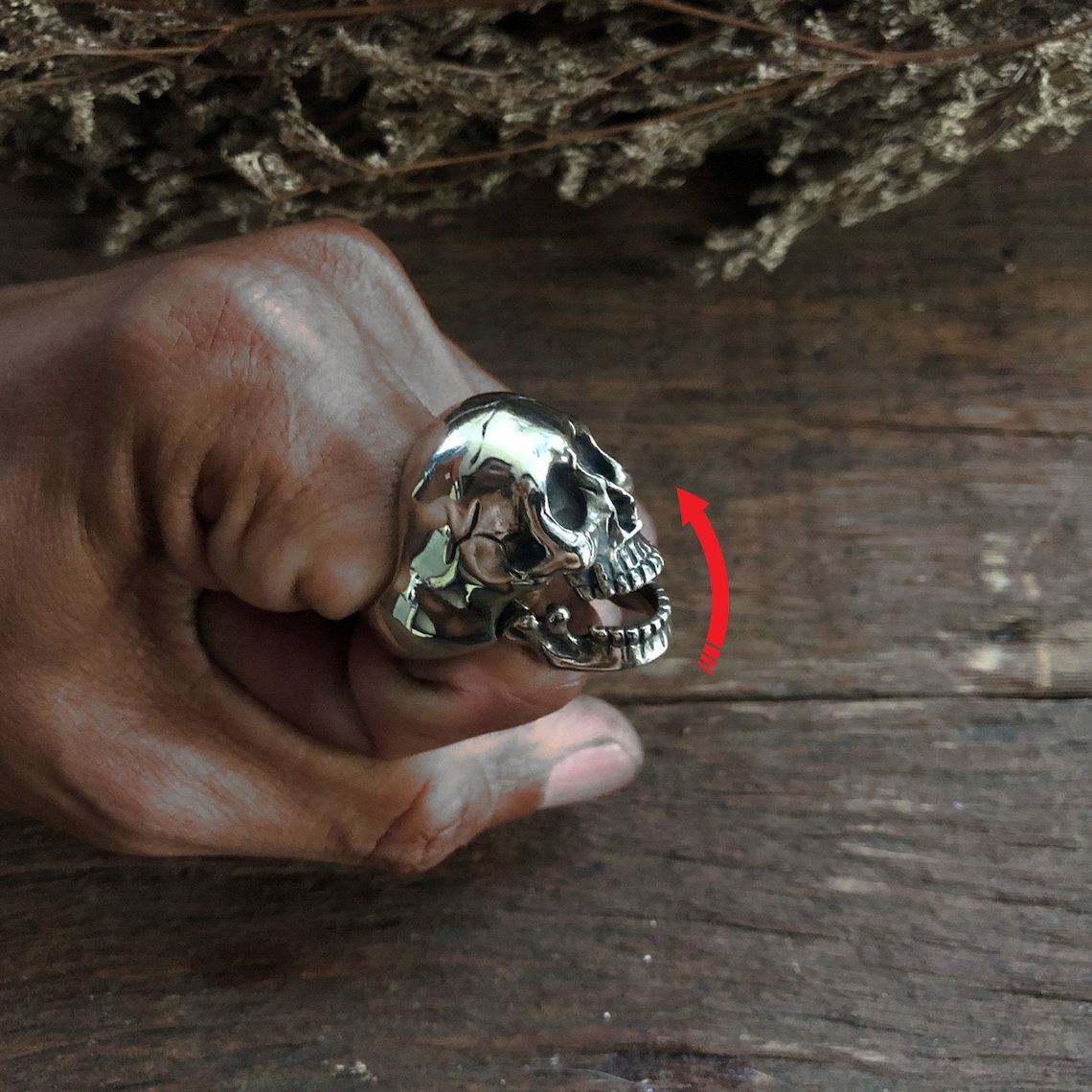 Biker Skull Ring for Men Made of Sterling Silver 925 Open - Etsy