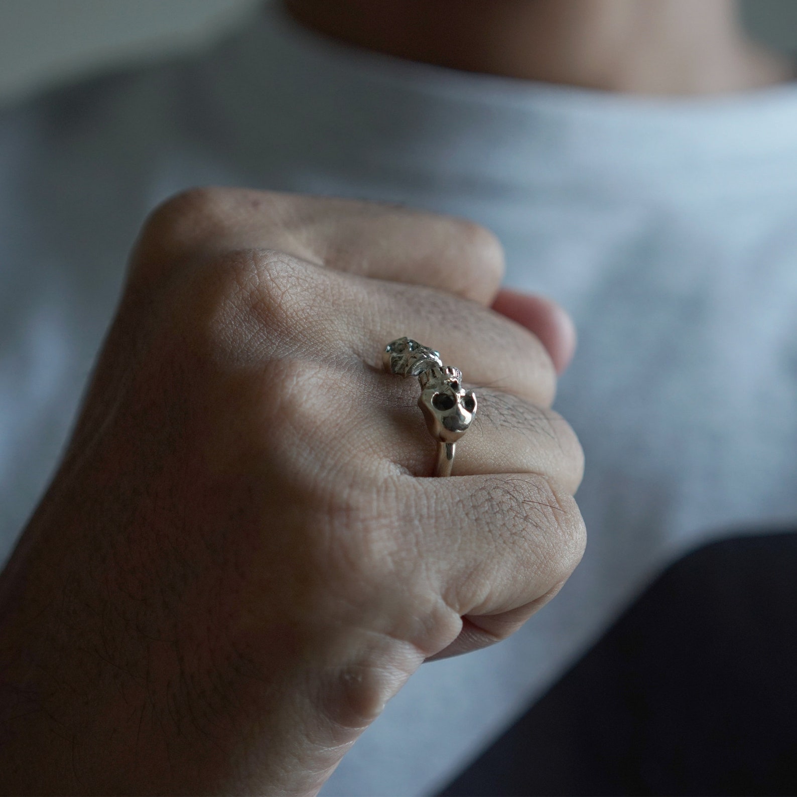 Couple Small Skull Ring for Unisex Made of Sterling Silver 925 Rock ...