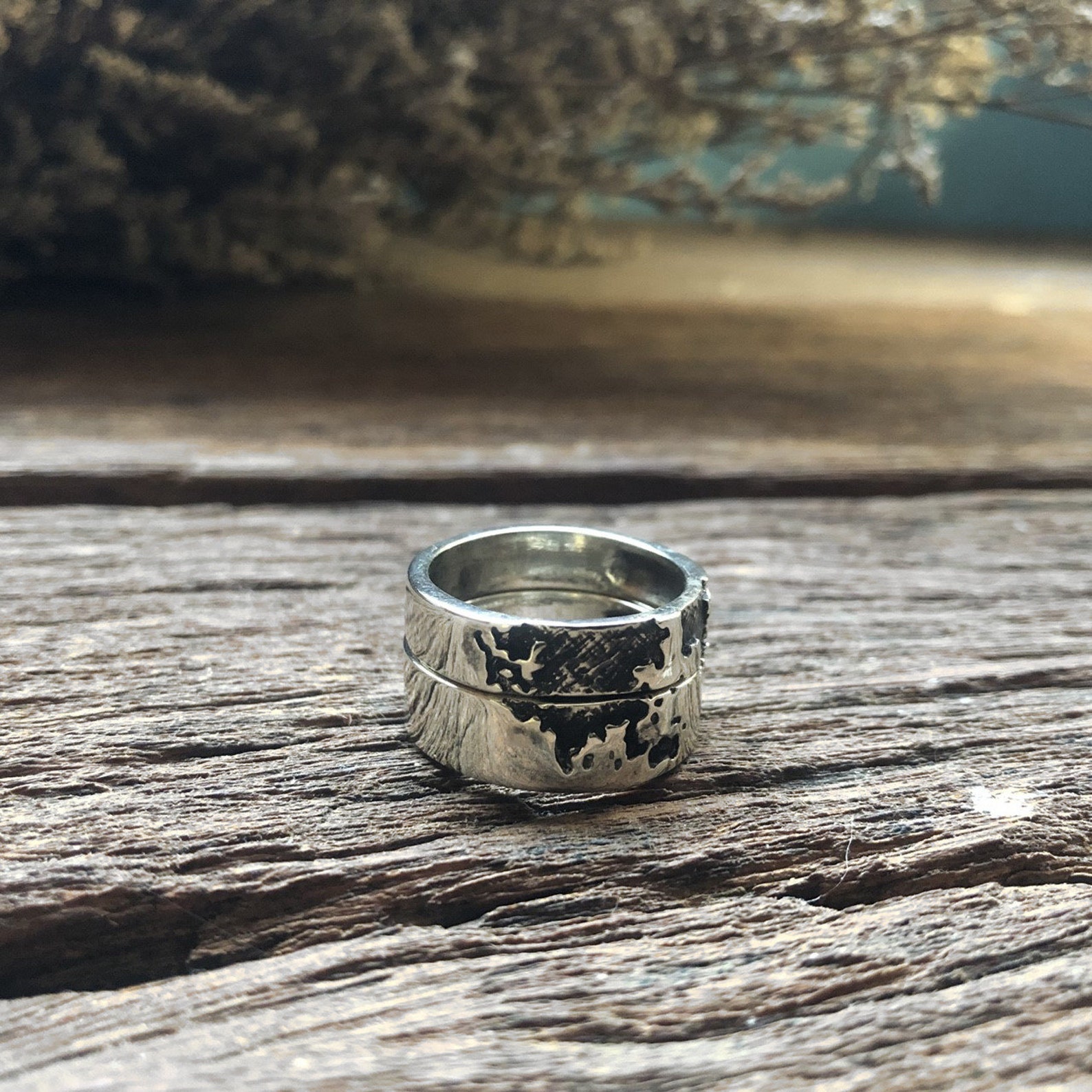 Map Double Traveler Ring for Couple Made of Sterling Silver | Etsy