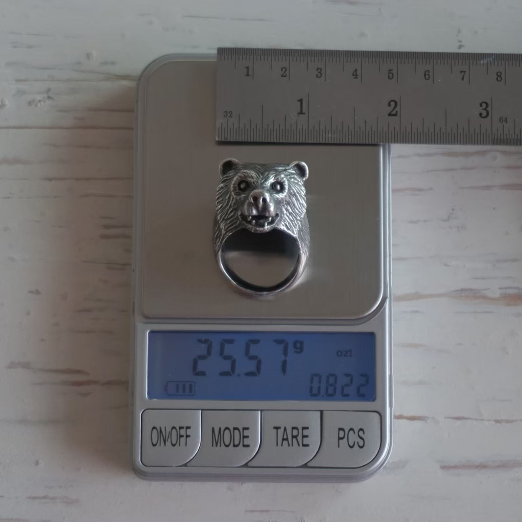 Bear Ring for Men Made of Sterling Silver 925 Animal - Etsy