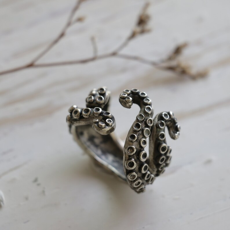 Tentacle Octopus Ring for Men Made of Sterling Silver 925 Nautical ...