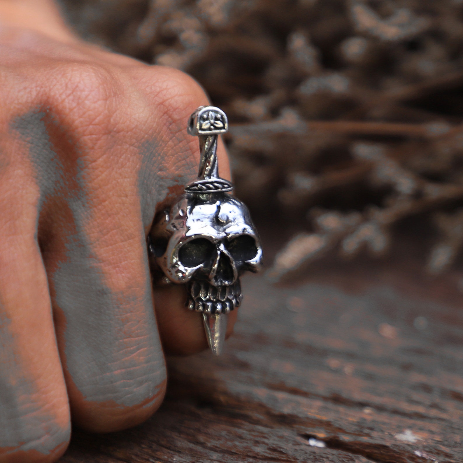 Skull Sword Ring for Men Made of Sterling Silver 925 Biker - Etsy