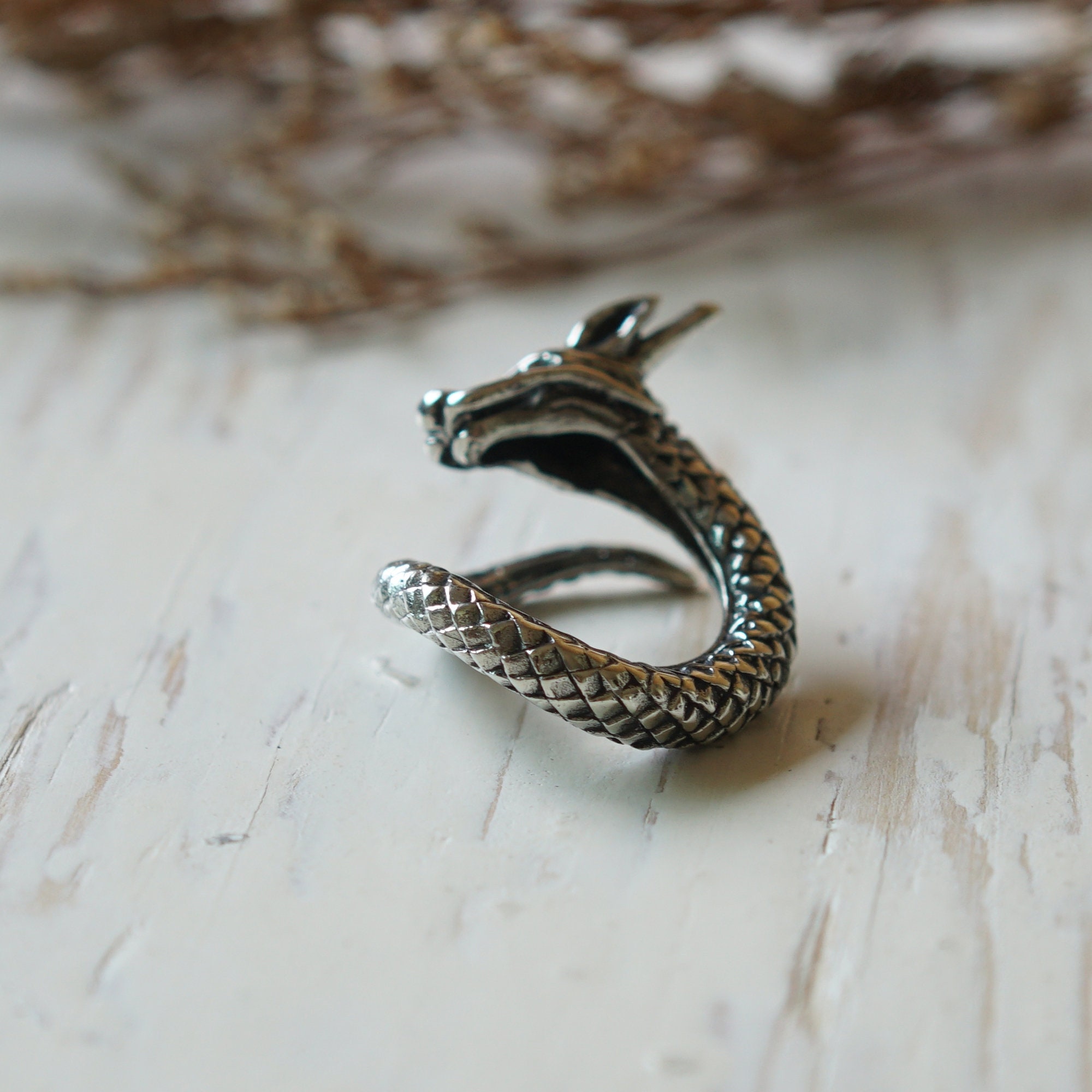 River Dragon Japanese Ring for Unisex Made of Sterling Silver 925 ...