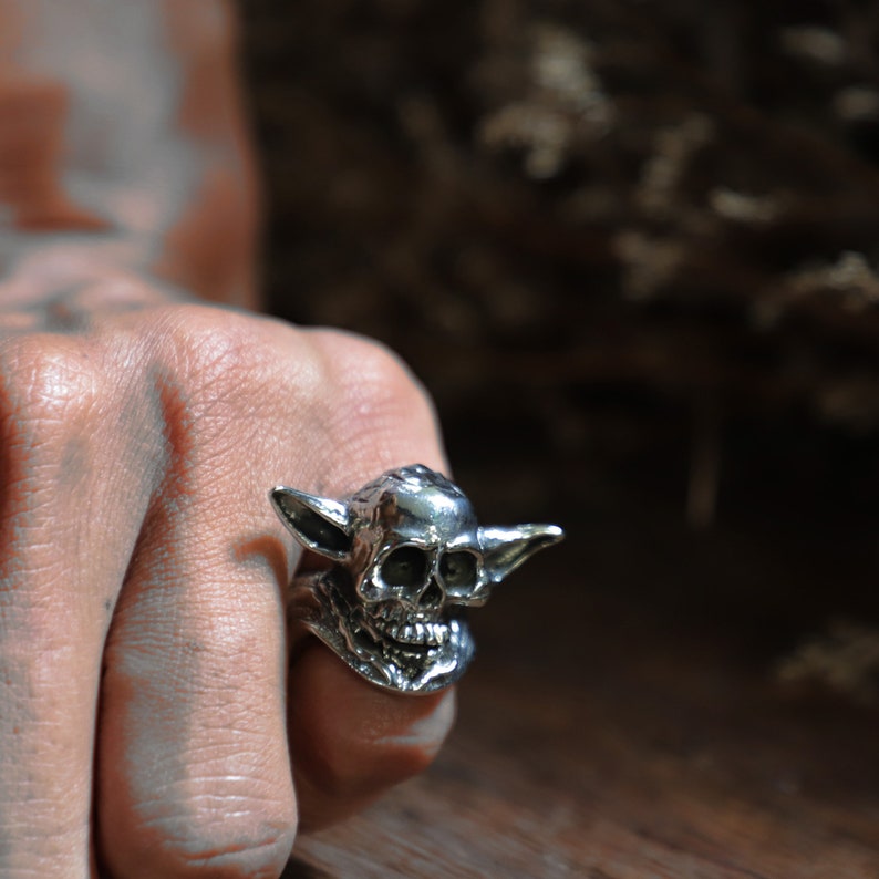 Elf Skull Ring for Men Made of Sterling Silver 925 Biker Style - Etsy