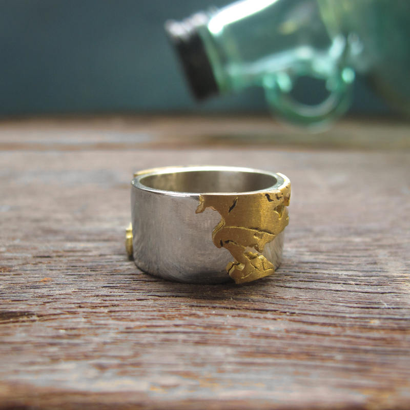 Travel Map Ring for Unisex Made of Sterling Silver 925 Minimal | Etsy