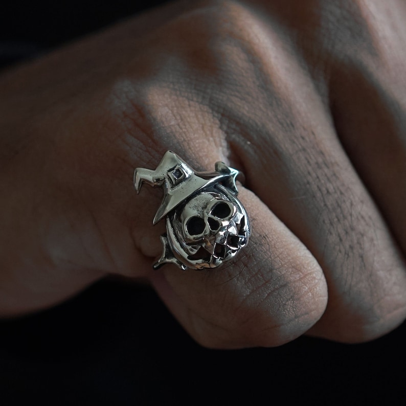 Halloween Skull Pumpkin Ring for Women Made of Sterling Silver - Etsy