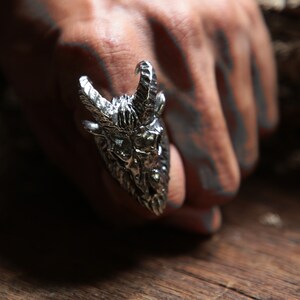 Horned Goat Ring for Men Made of Sterling Silver 925 Satanism Biker - Etsy
