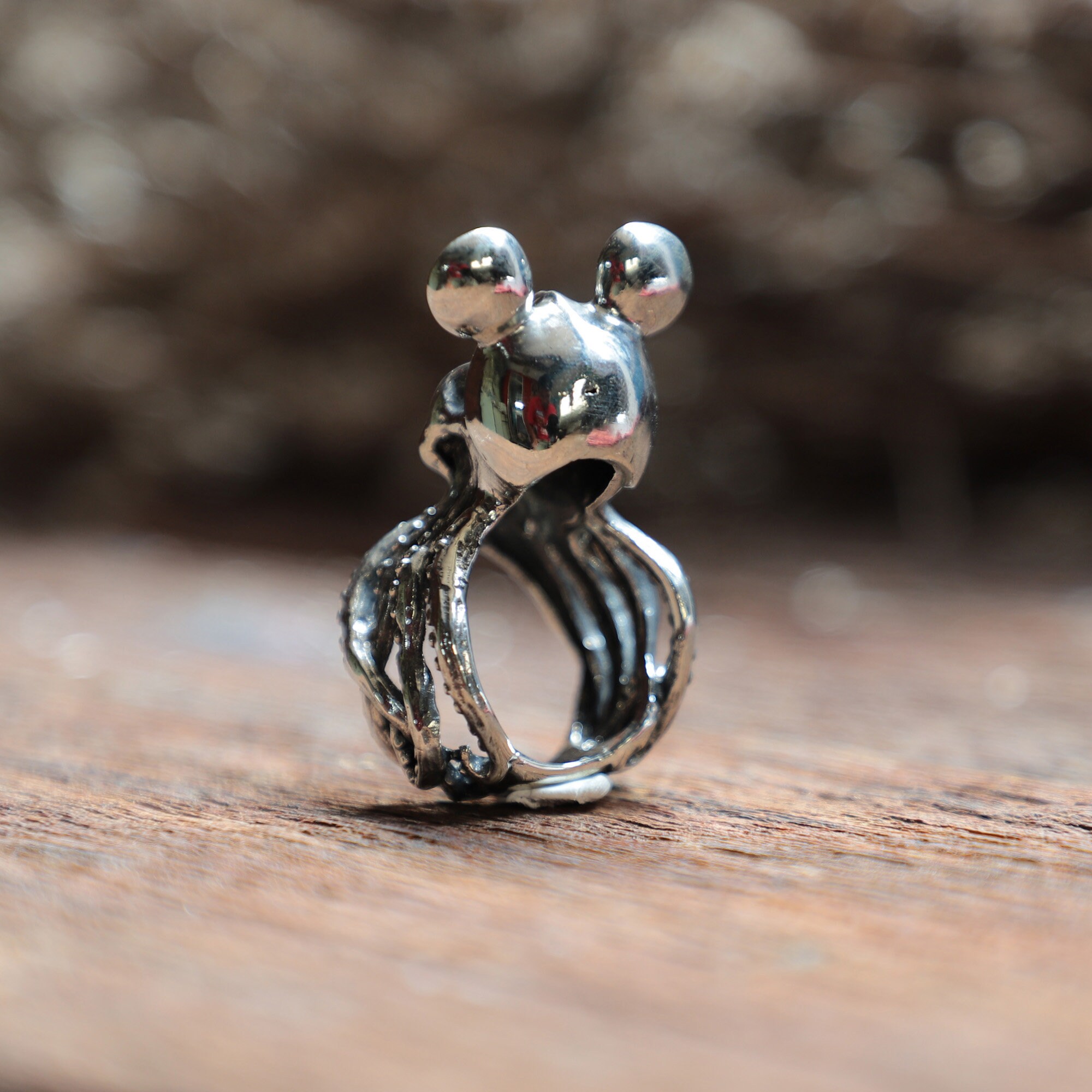 Octopus Mouse Ring for Men Made of Sterling Silver 925 Biker | Etsy