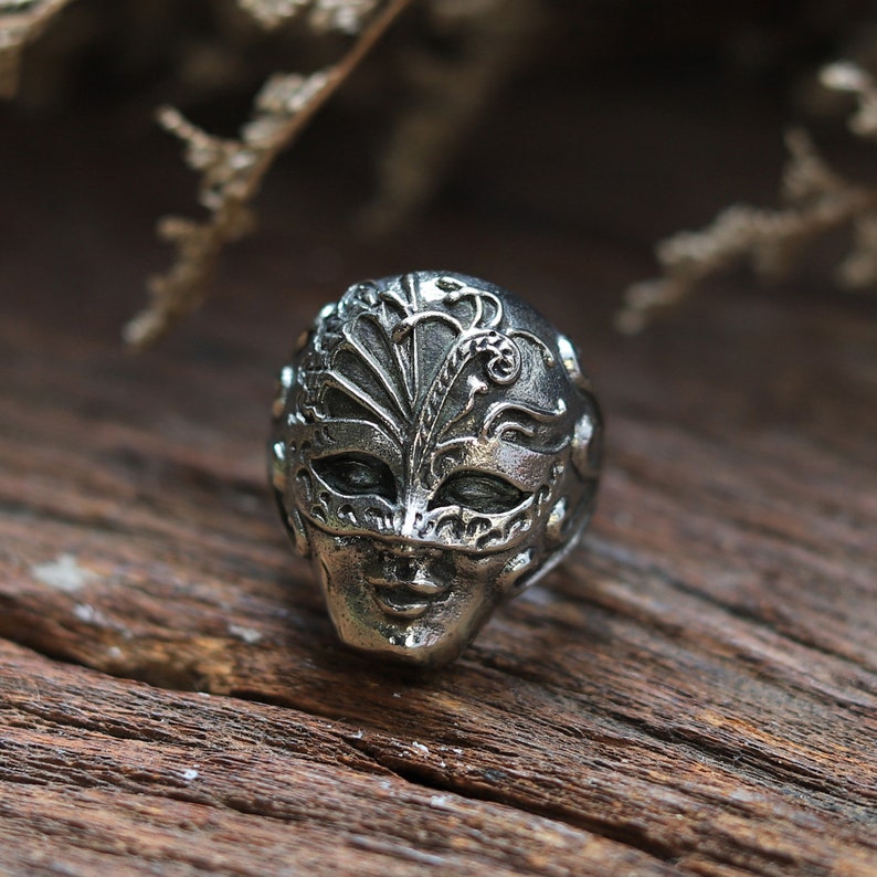 Masquerade Mask Ring for Unisex Made of Sterling Silver 925 | Etsy