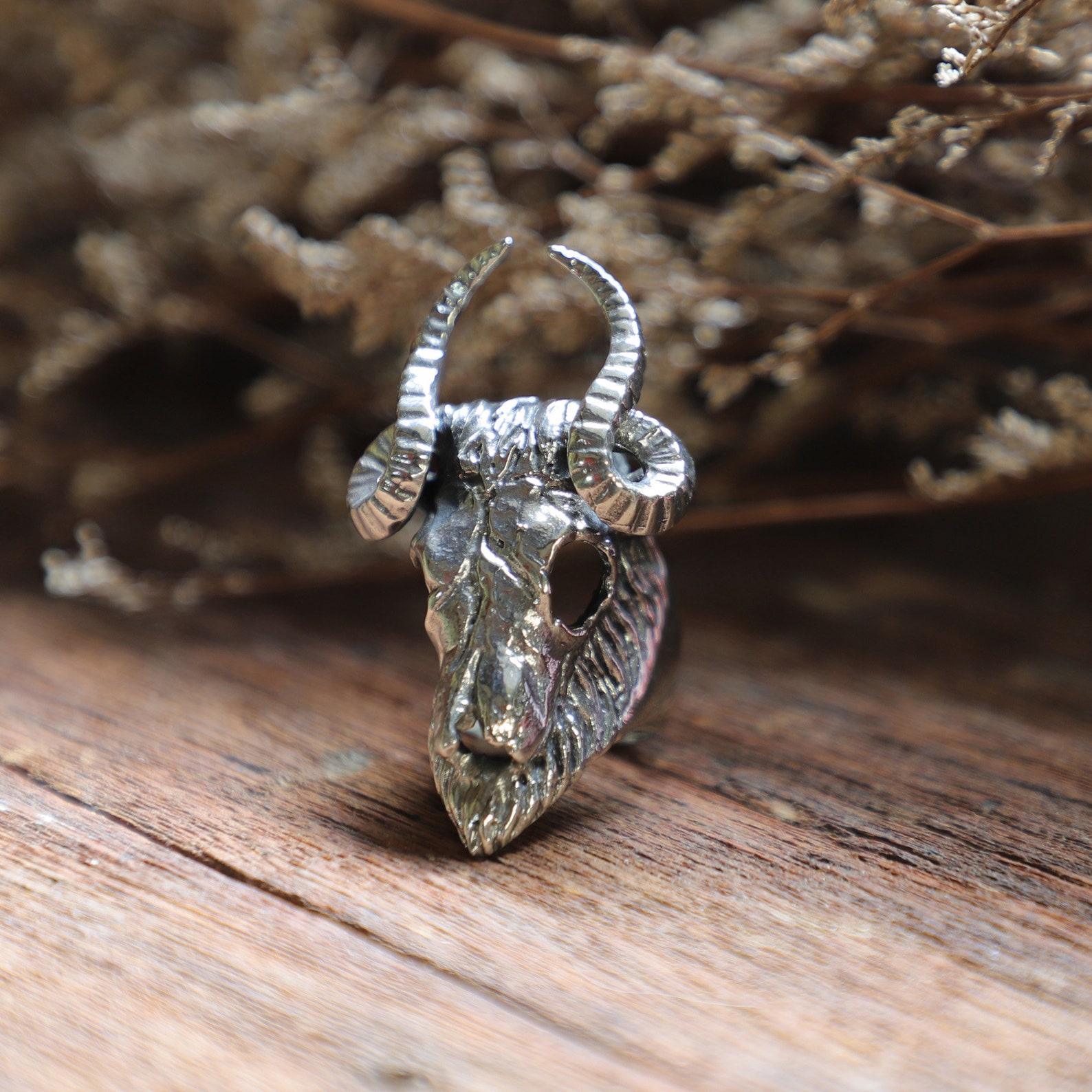 Horned Goat Ring for Men Made of Sterling Silver 925 Satanism Biker - Etsy