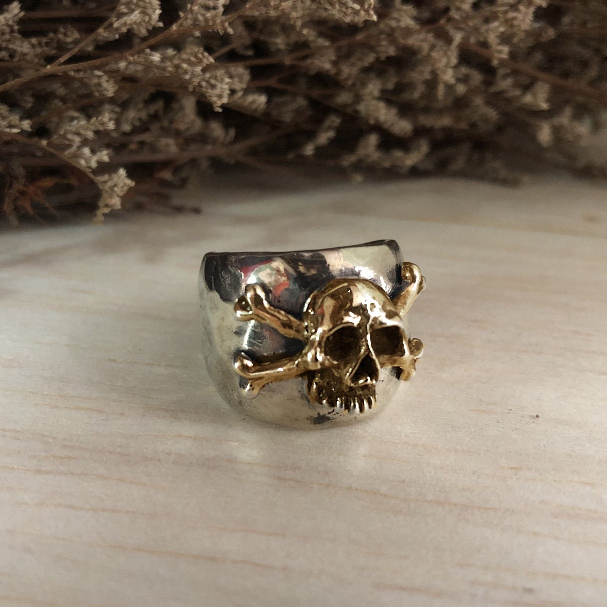 Pirate Skull Ring for men made of sterling silver 925 Biker | Etsy