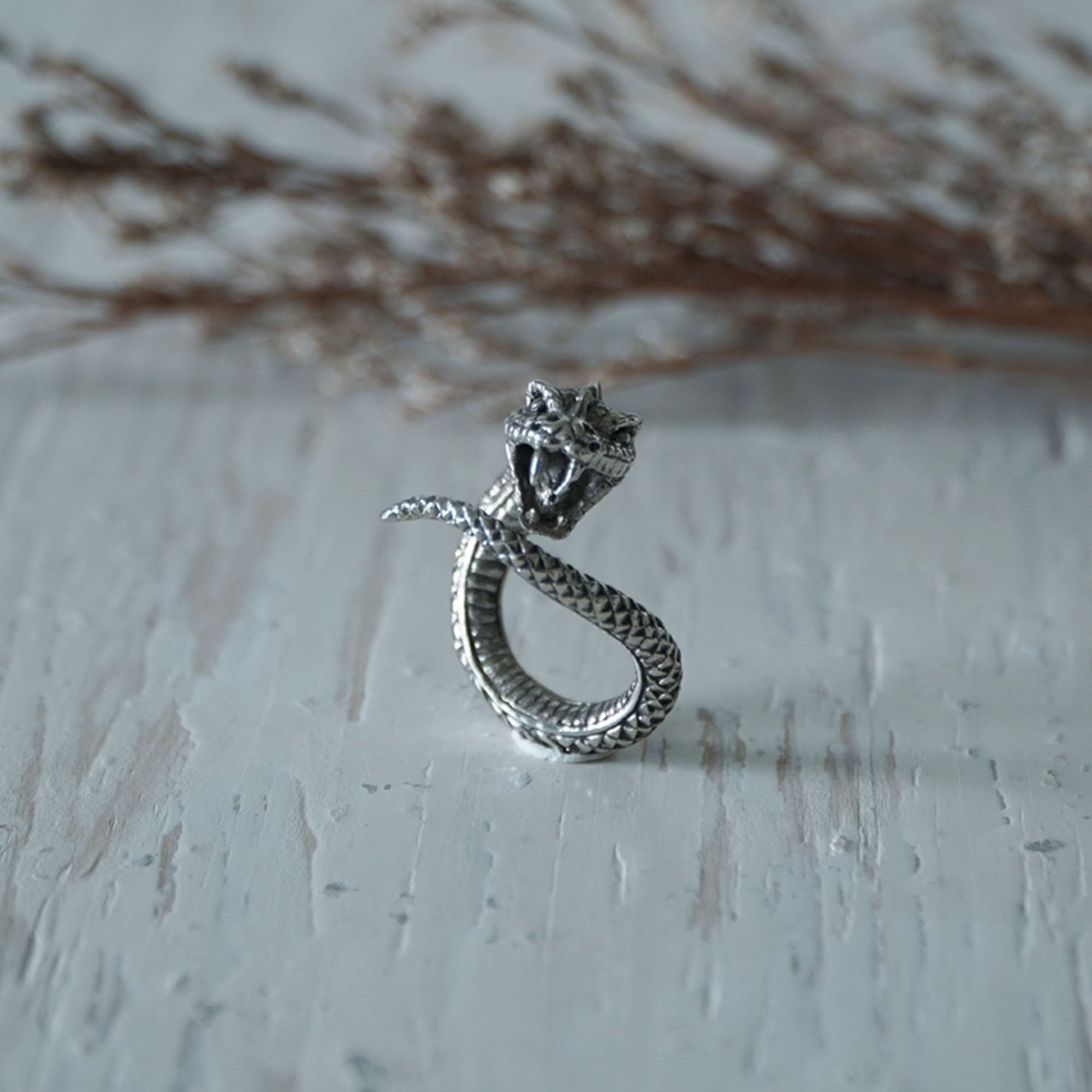 King cobra snake ring for man made of sterling silver 925 | Etsy