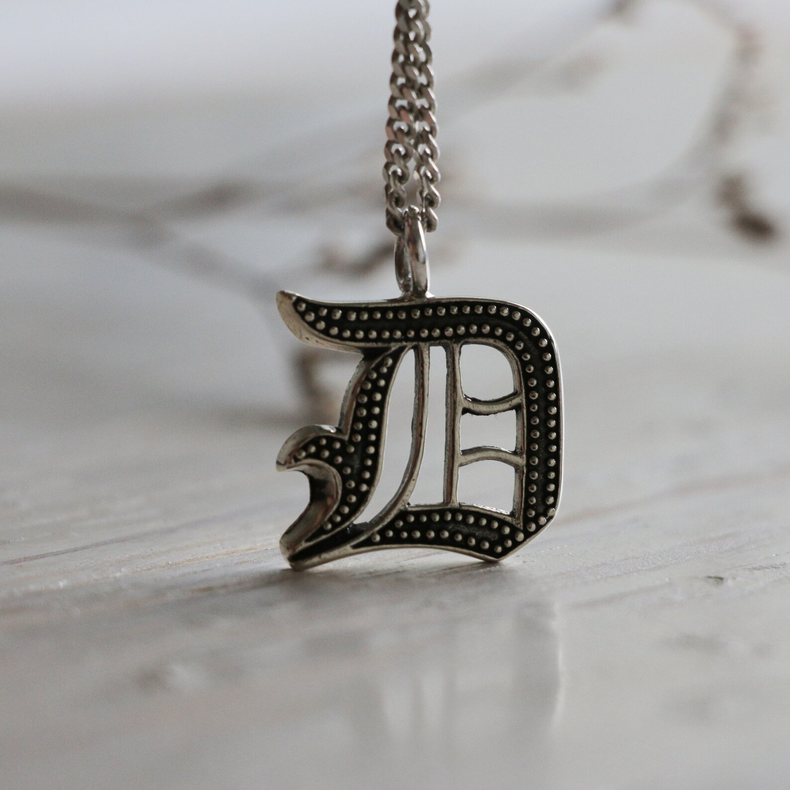 Letters D Pendant Necklace for Men Made of Sterling Silver 925 Biker ...