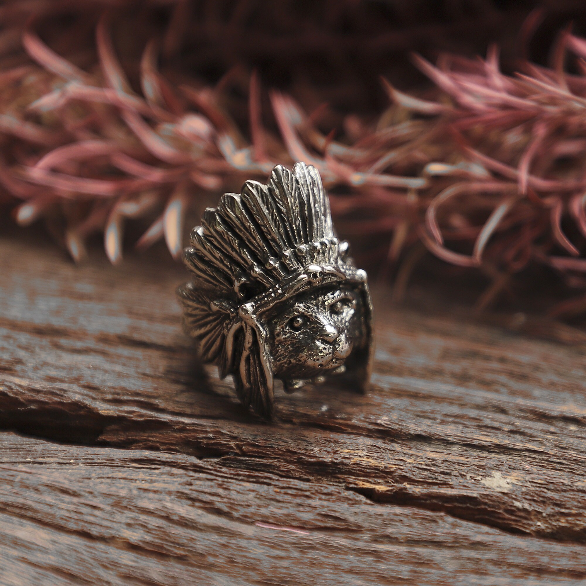 Cat Indian Feather Headdress Ring for Women Made of Sterling Silver 925 ...