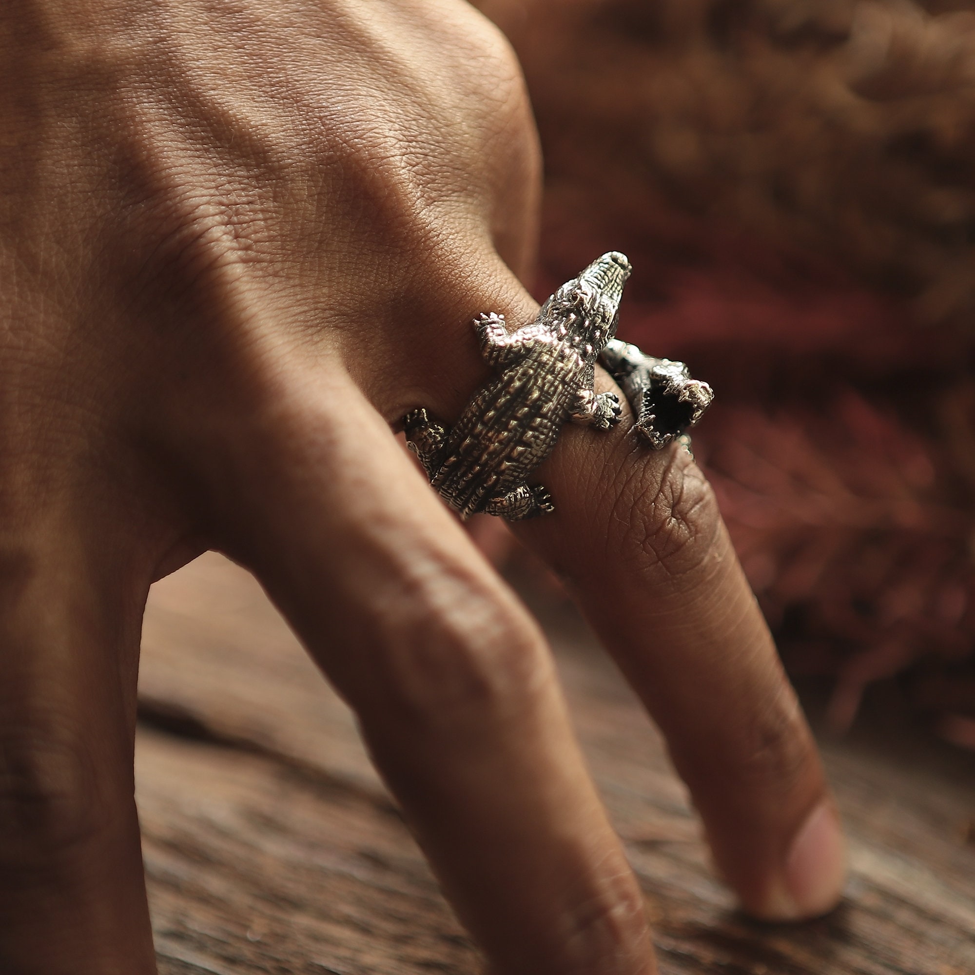 Crocodile Ring for Unisex Made of Sterling Silver 925 Bohemian - Etsy