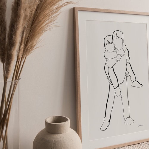 Big Brother Little Brother Line Art Print Brothers Gift - Etsy