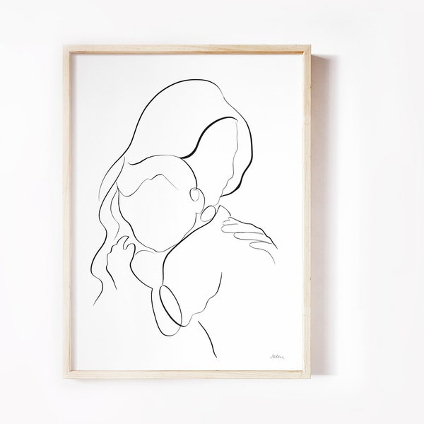 Abstract Mother and Son Print - Etsy