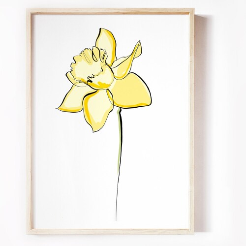 Daffodil One Line Drawing Spring Wall Art Nature Print - Etsy
