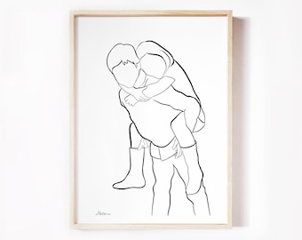 Big Brother Little Sister Line Art Print, Brother Gift, Family Wall Art ...