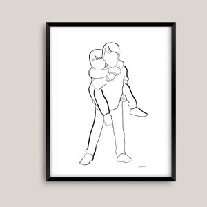 Big Brother Little Brother Line Art Print, Brothers Gift, Family Wall ...