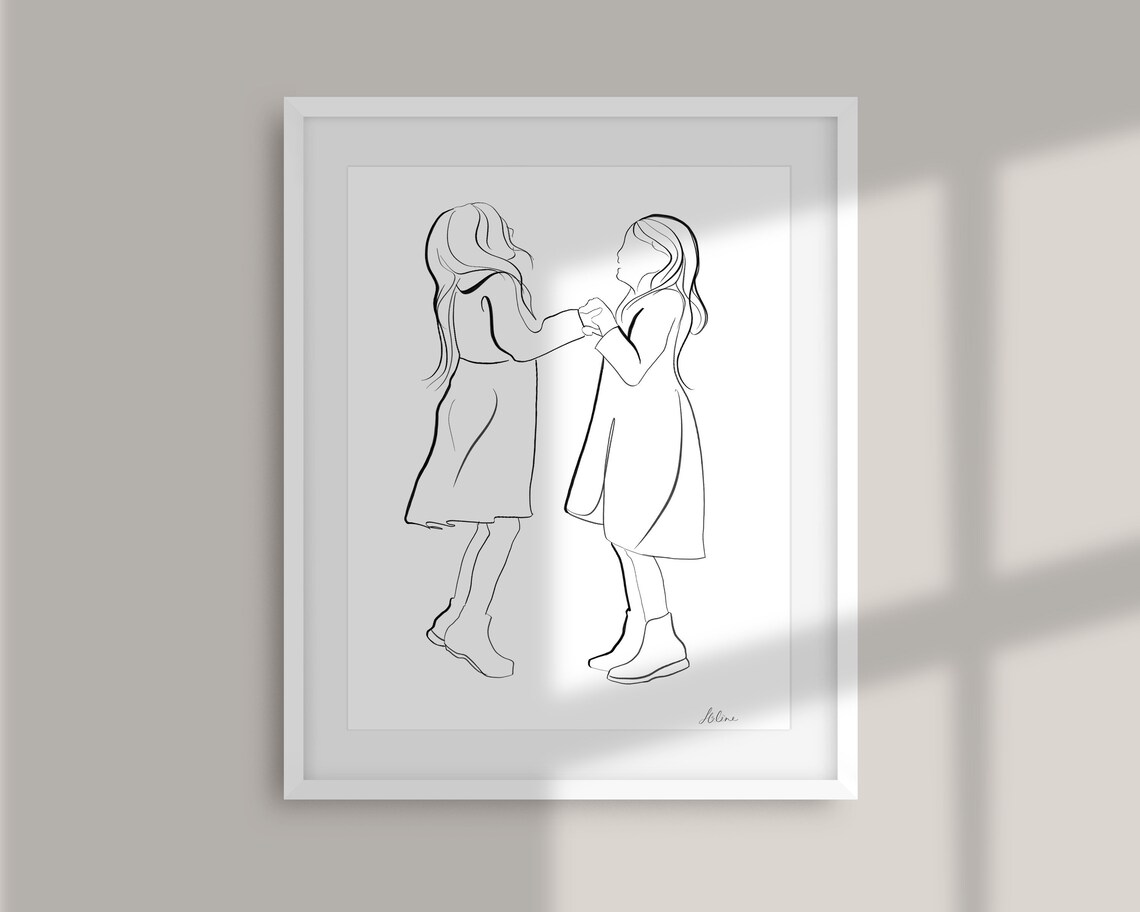 Sisters Line Art Print Sister Gift Family Wall Art Mothers - Etsy