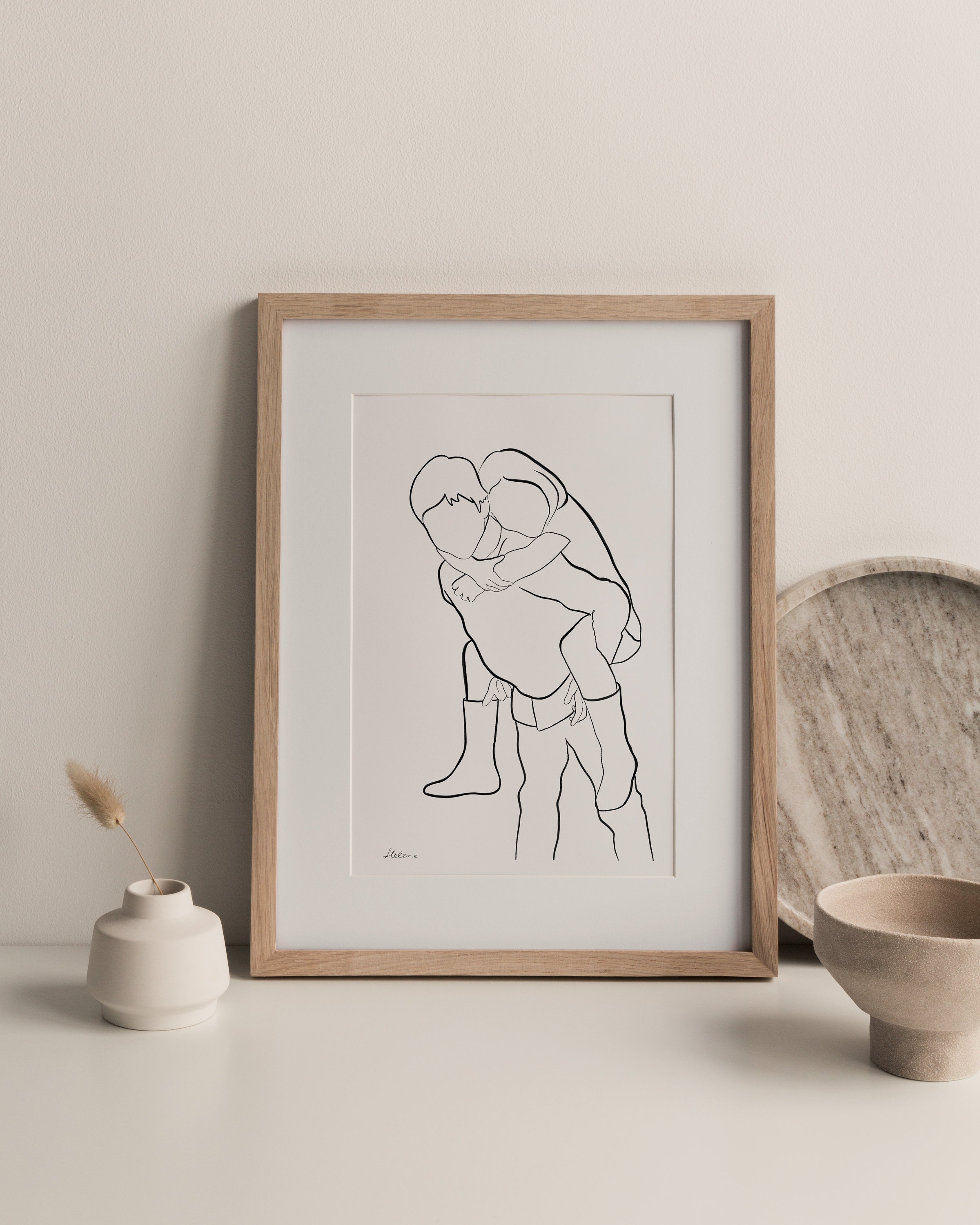 Brother and Sister Line Art Brother gift Sister Gift Family | Etsy