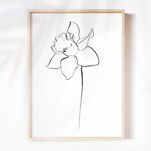 Daffodil One Line Drawing Spring Wall Art Nature Print | Etsy