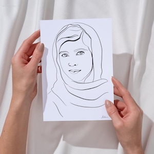 Malala Yousafzai Line Drawing, Feminist Classroom Wall Art - Etsy