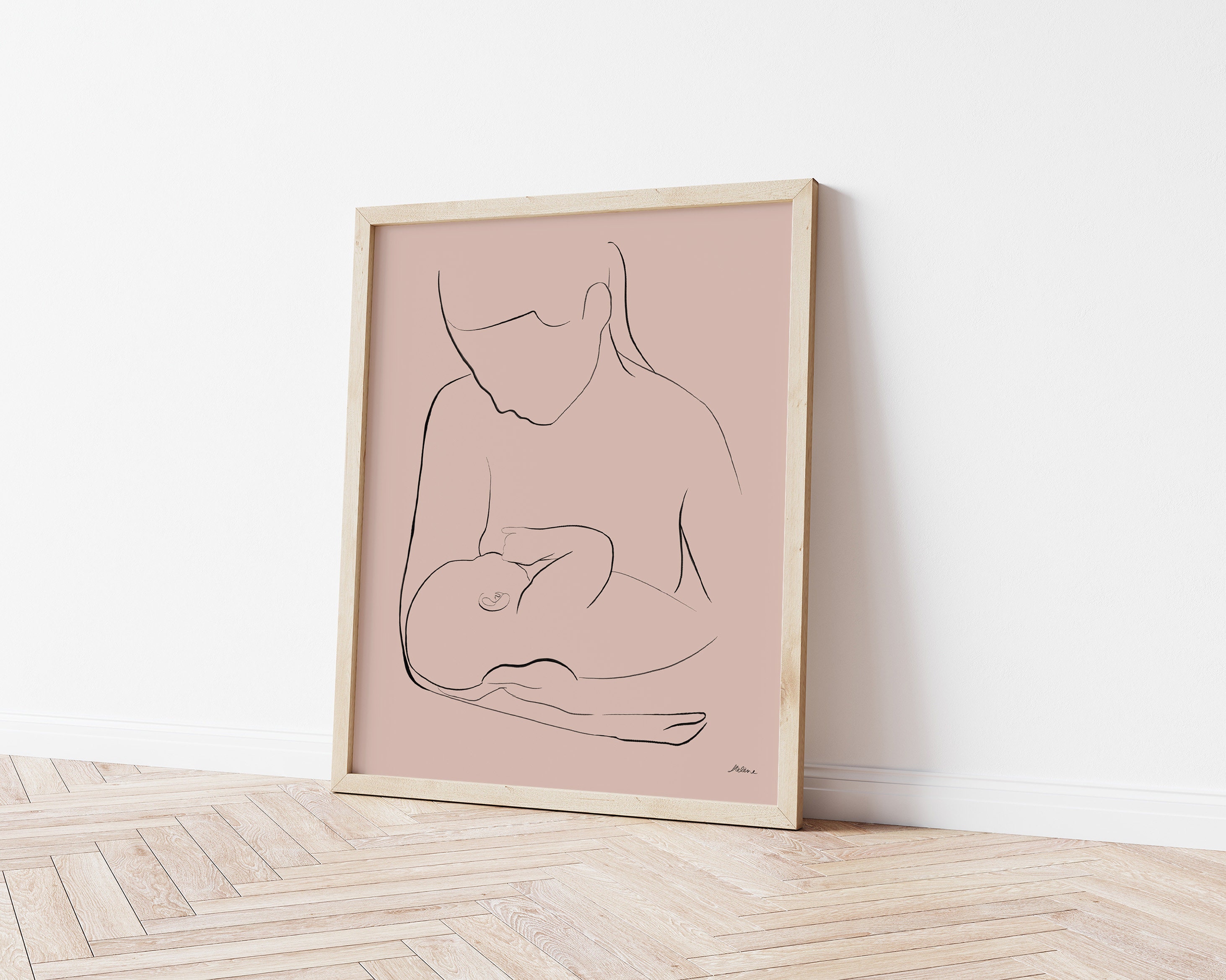 Breastfeeding Print Mother and Baby Line Drawing Maternal | Etsy